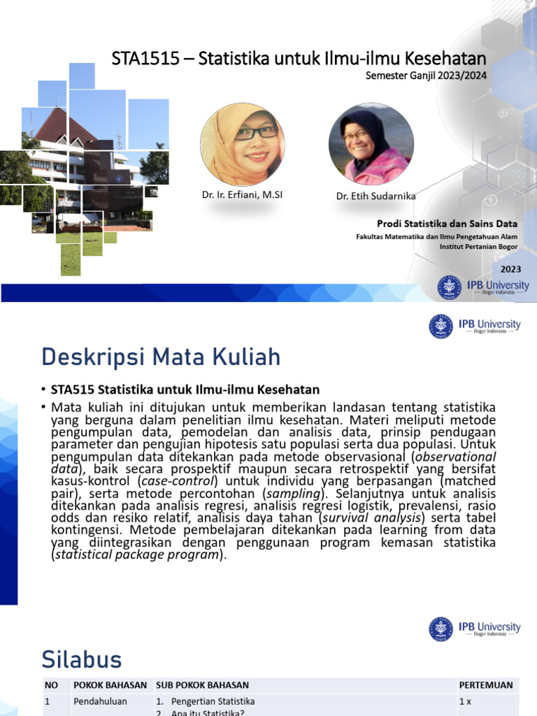 Statistika Kesehatan IPB 2023 | PDF