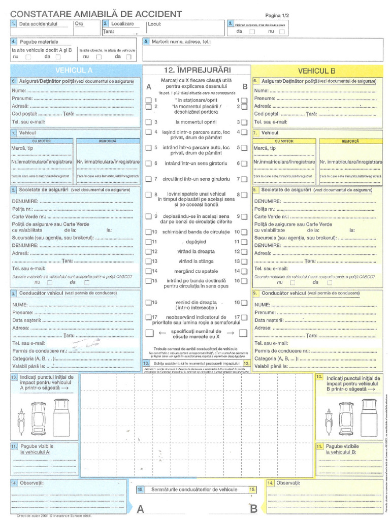 Formular Constatare Amiabila | PDF