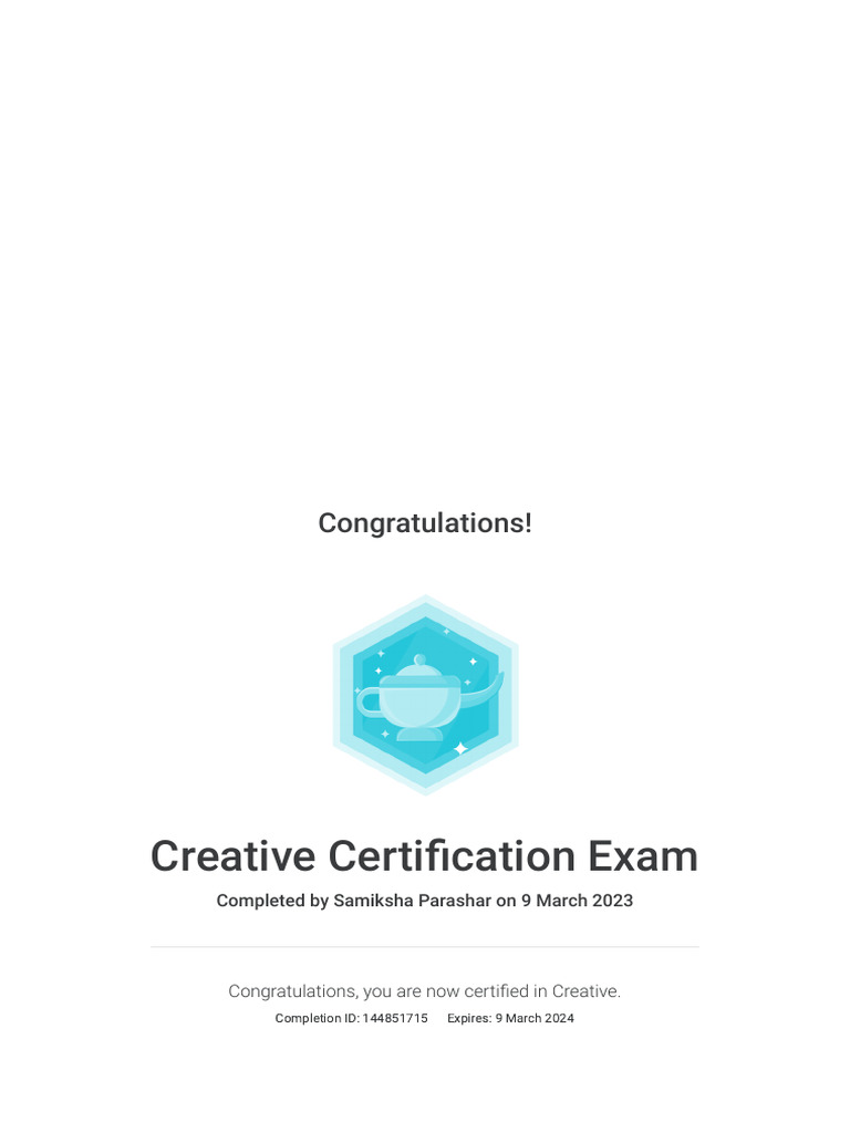 Creative Certification Completion Notice | PDF