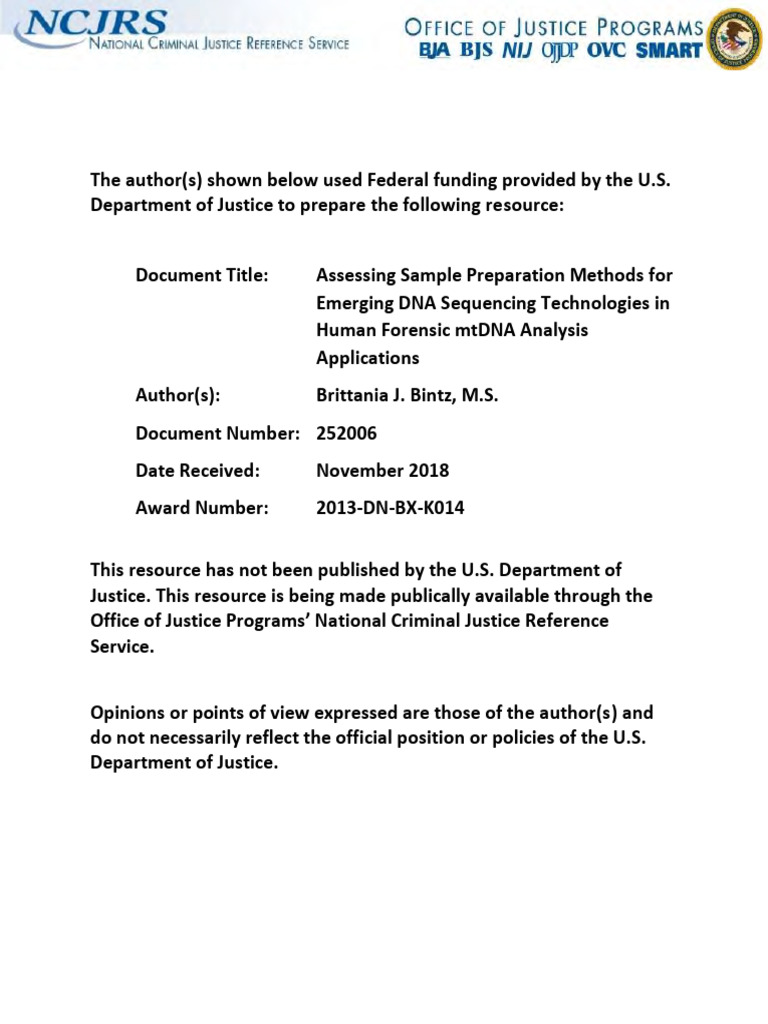 Human Forensic mtDNA Analysis Applications | PDF | Dna Sequencing ...