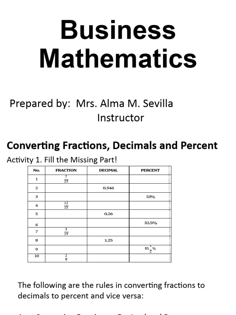 Business Mathematics1 | PDF | Decimal | Numbers