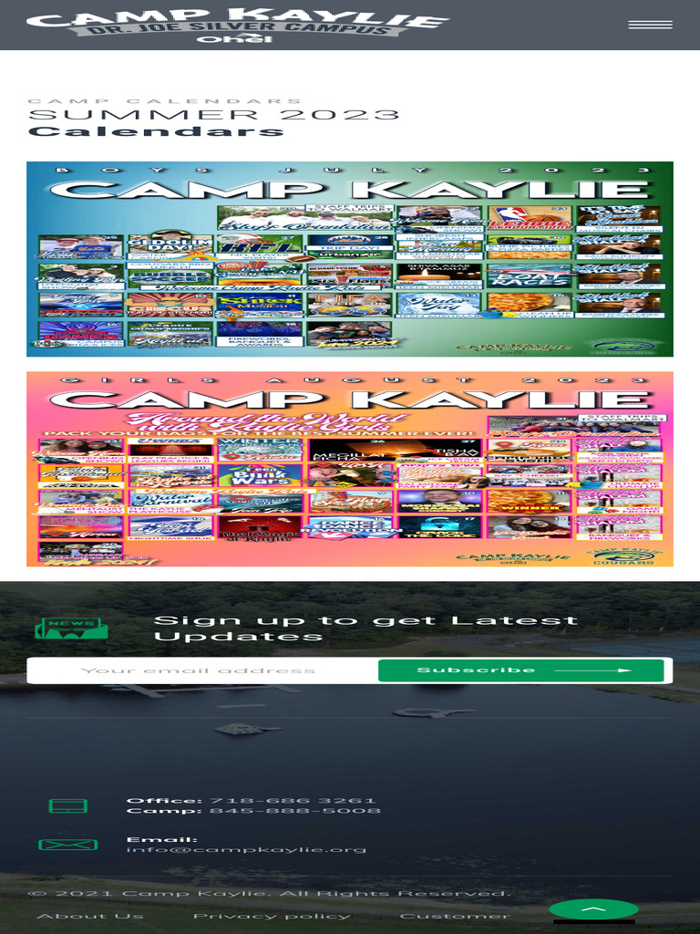 Camp Kaylie 2023 Calendar & Updates | PDF