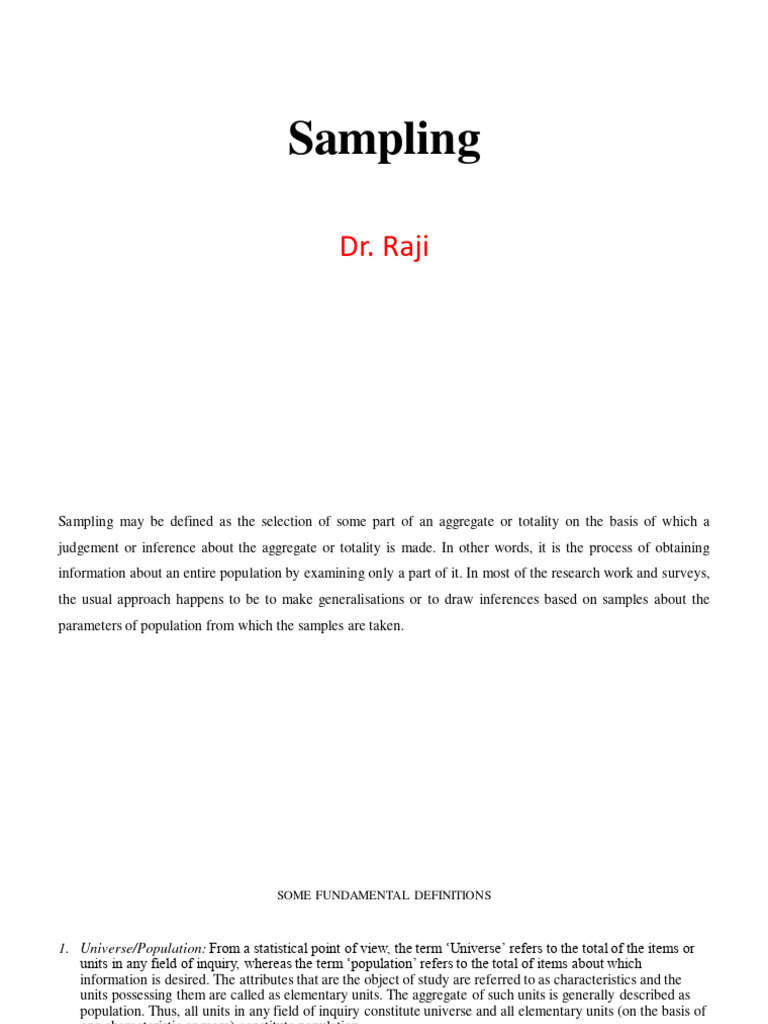 Sampling | PDF | Sampling (Statistics) | Accuracy And Precision