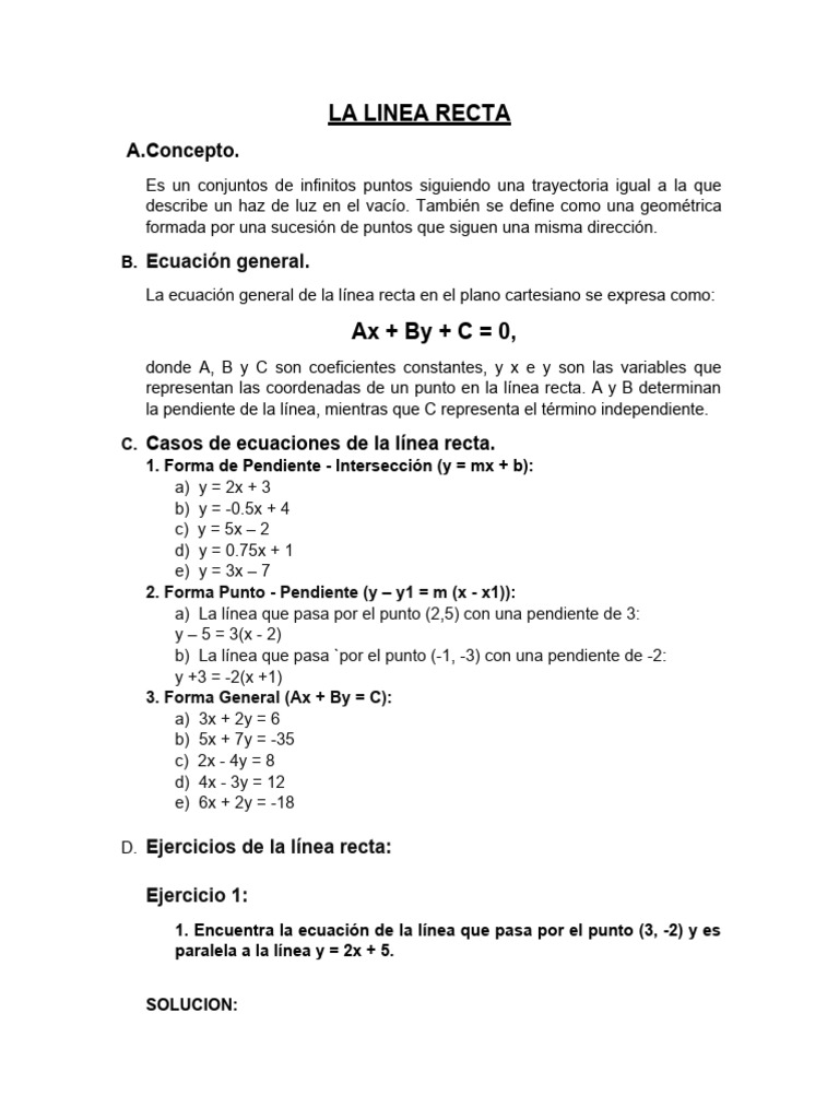 La Linea Recta | Descargar gratis PDF | Pendiente | Línea (geometría)