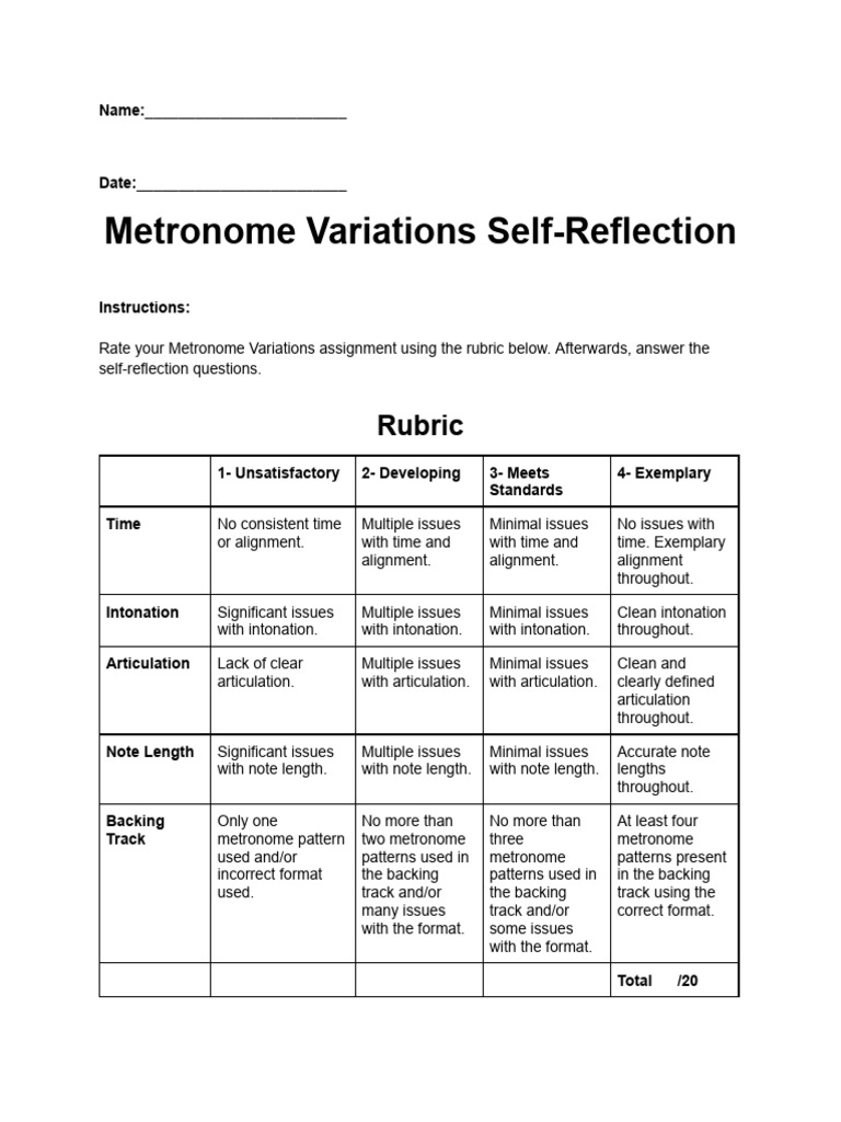 Self Reflection | PDF | Rubric (Academic) | Cognitive Science