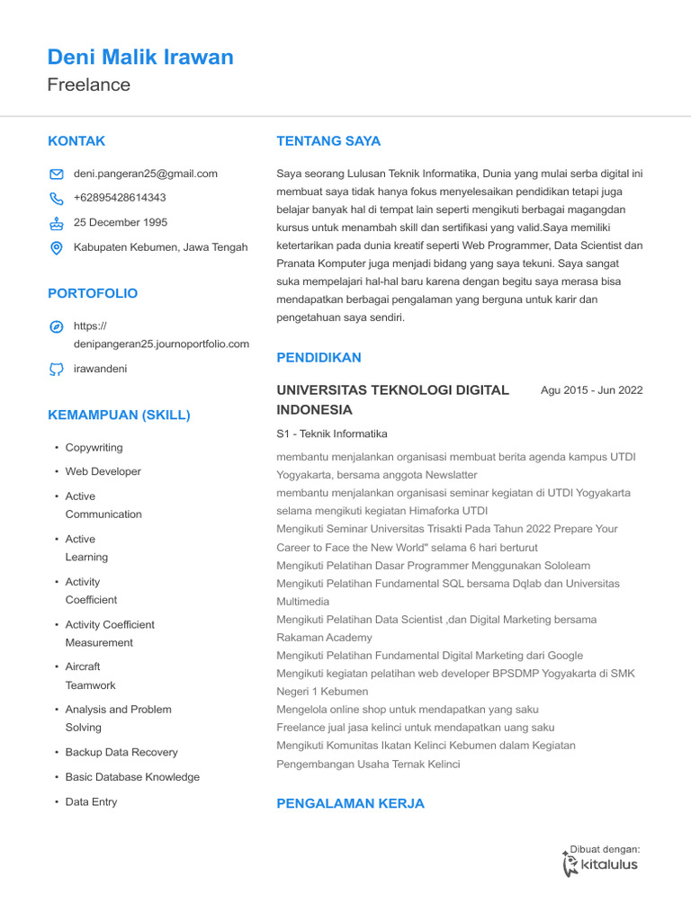Deni Malik Irawan - KitaLulusCV-1 | PDF