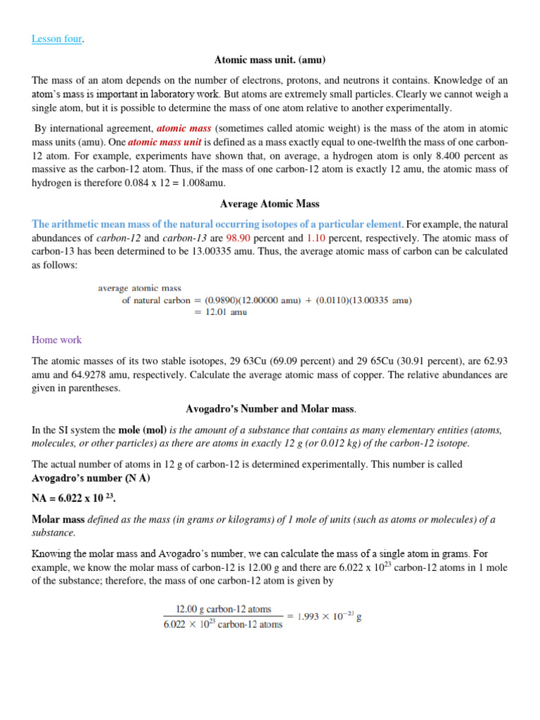 Lesson Four | PDF | Mole (Unit) | Stoichiometry