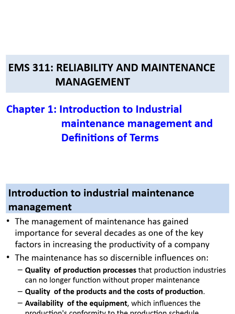 Industrial Maintenance Management Guide | PDF | Reliability Engineering ...