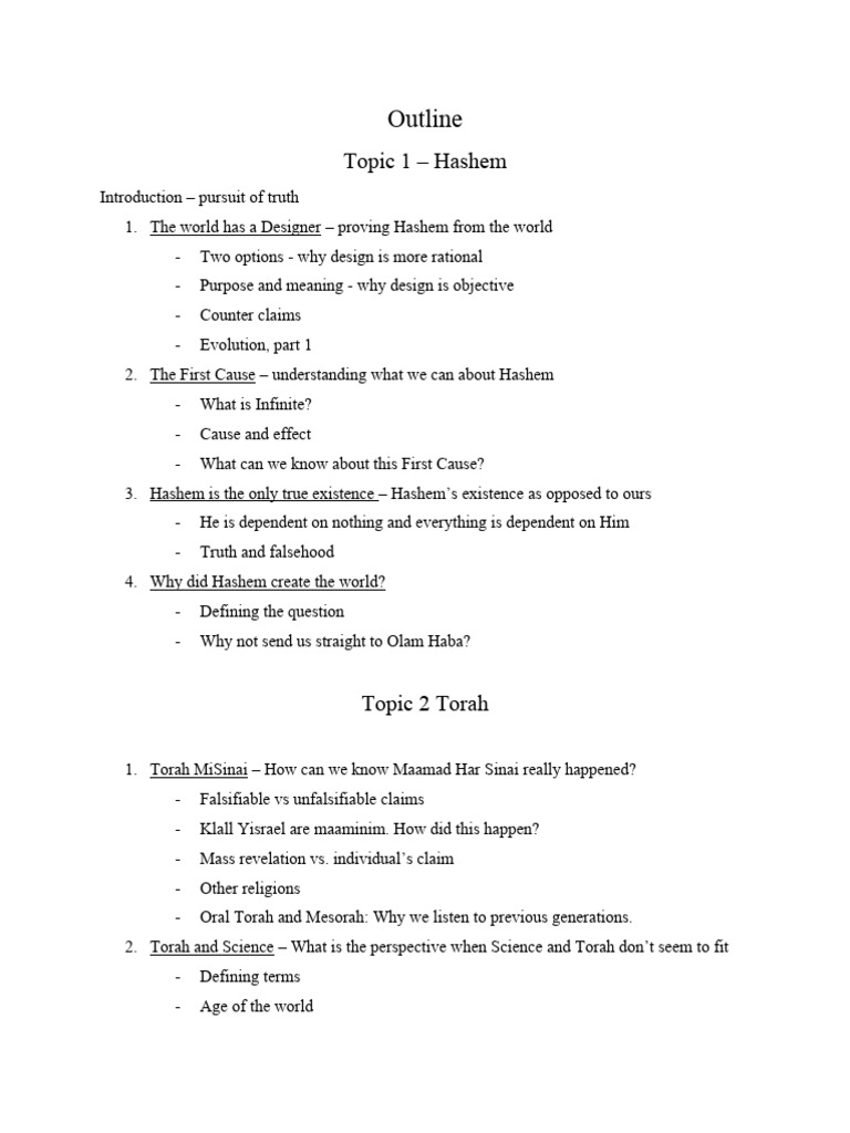 Outline | PDF | Torah | Jews And Judaism