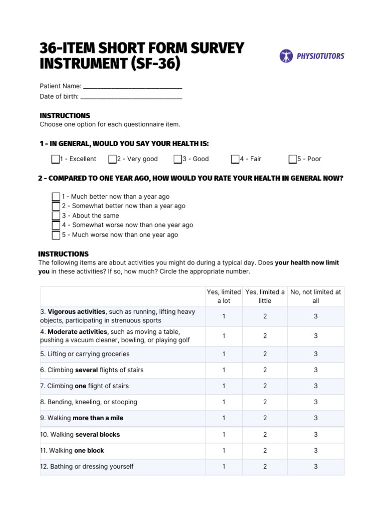 SF 36 | PDF | Feeling | Psychological Concepts