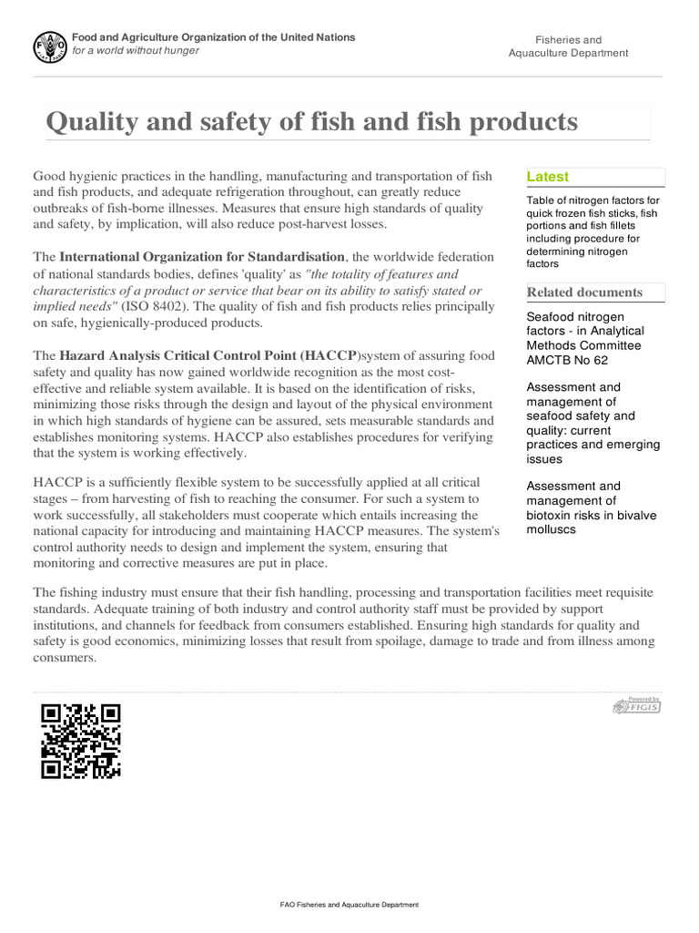 FAO Fisheries & Aquaculture - Quality and Safety of Fish and Fish ...