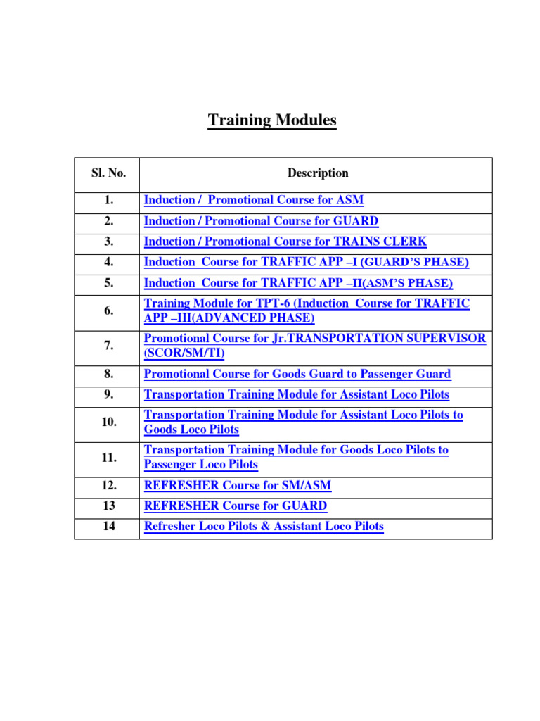 Traffic Non-Gazatted Staff Training Module - IR | PDF | Train | Rail ...