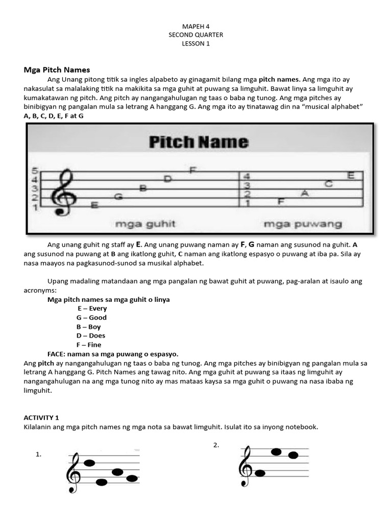 MAPEH 4 - L1 Activities | PDF