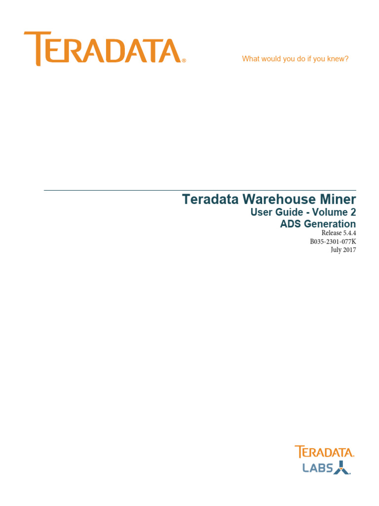 Teradata Warehouse Miner 5.4.4 User Guide Vol 2 | PDF | Databases ...