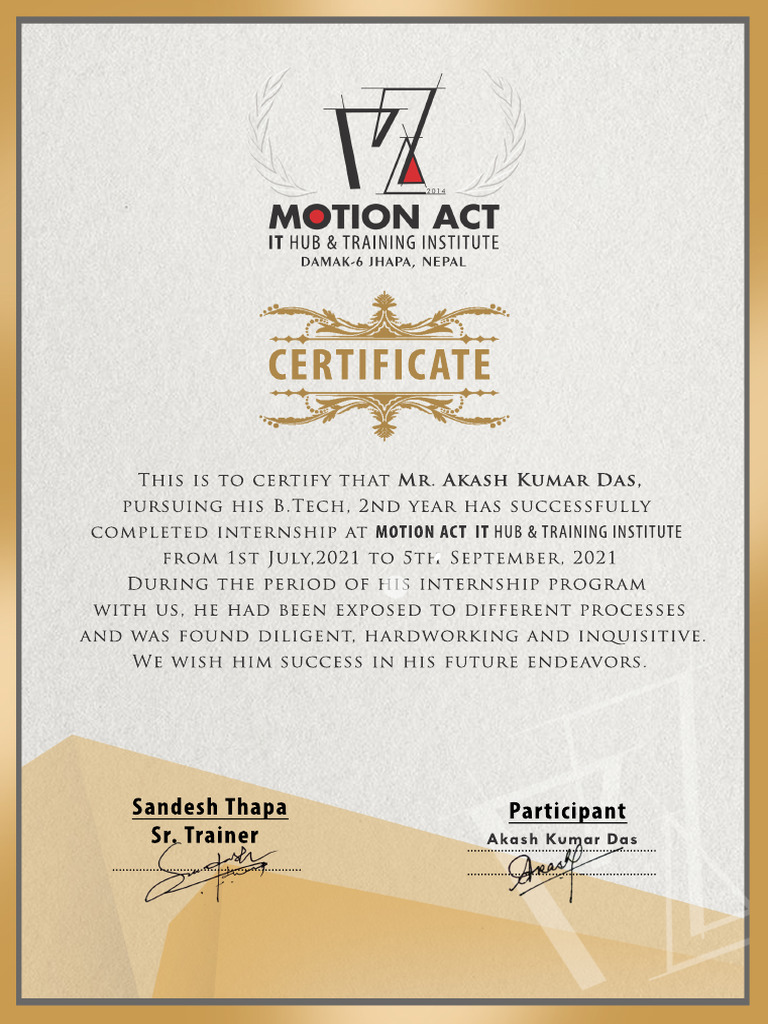 Akash Certificate 01 | PDF