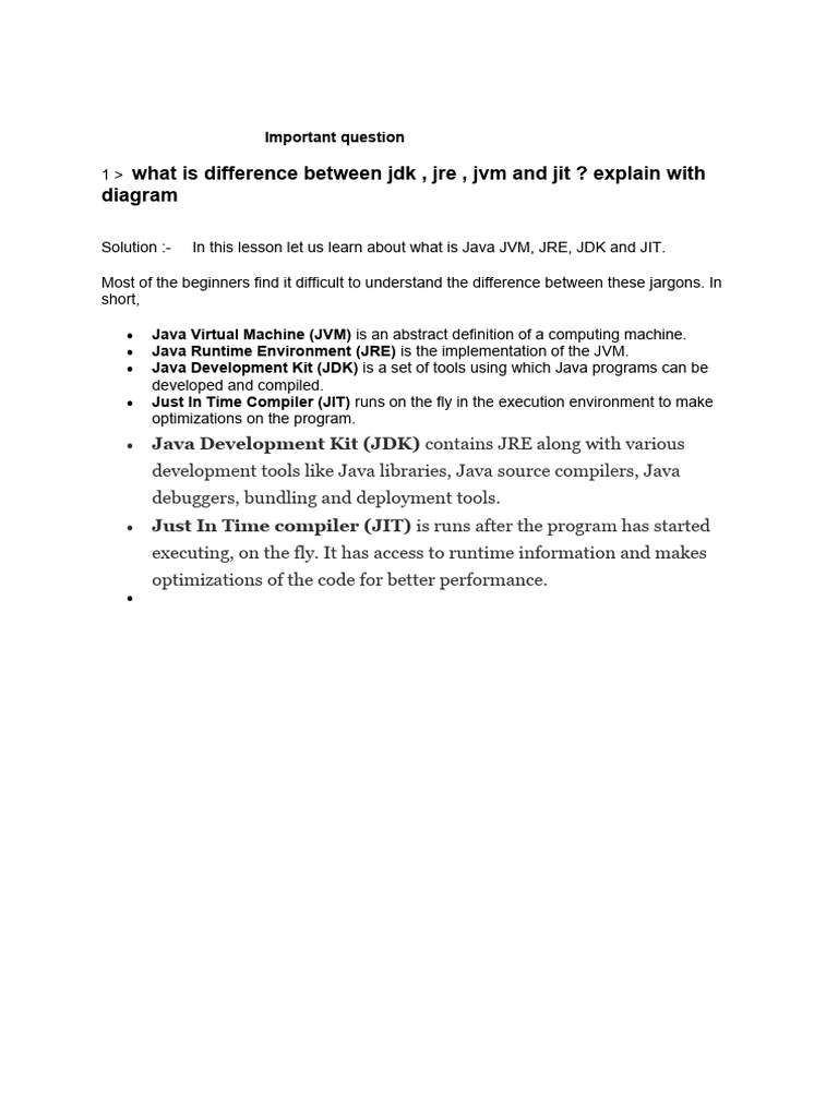 Important Question | PDF | Java Virtual Machine | Java (Software Platform)