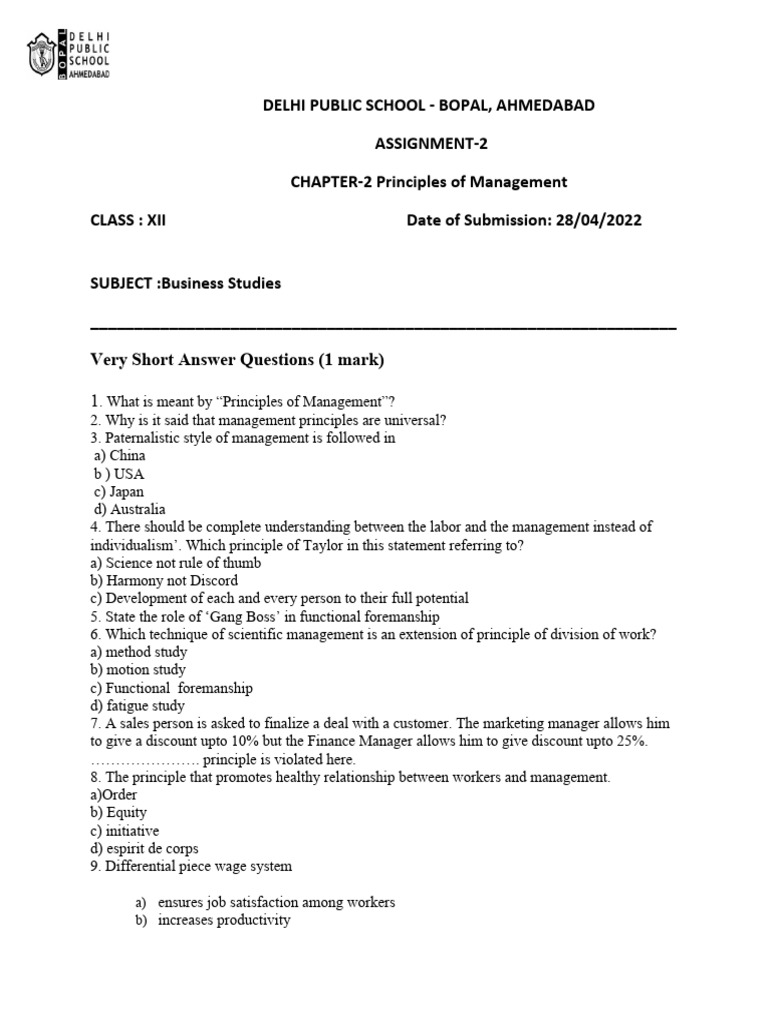 Principles of Management-Assignment 2 | PDF | Employment | Incentive