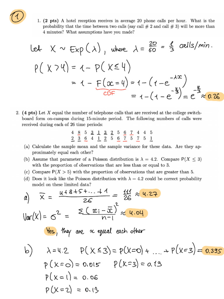 Homework5 (Poisson, Continuous Distributions) | PDF | Poisson ...