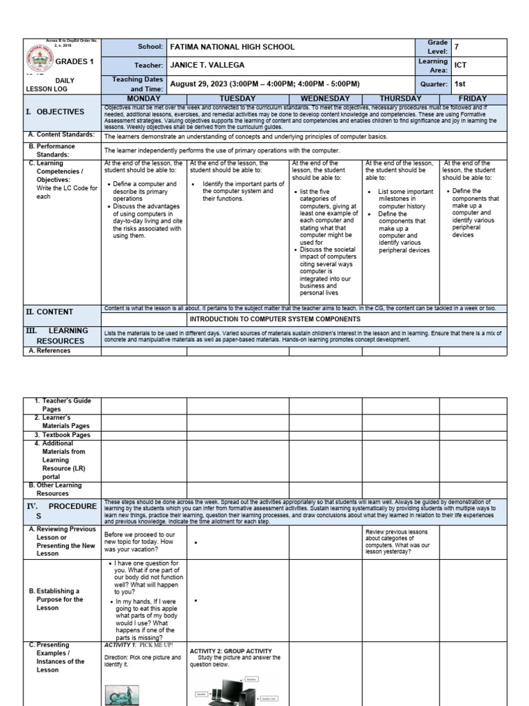 DLL TEMPLATE 1stweek - STE | PDF | Learning | Human Communication