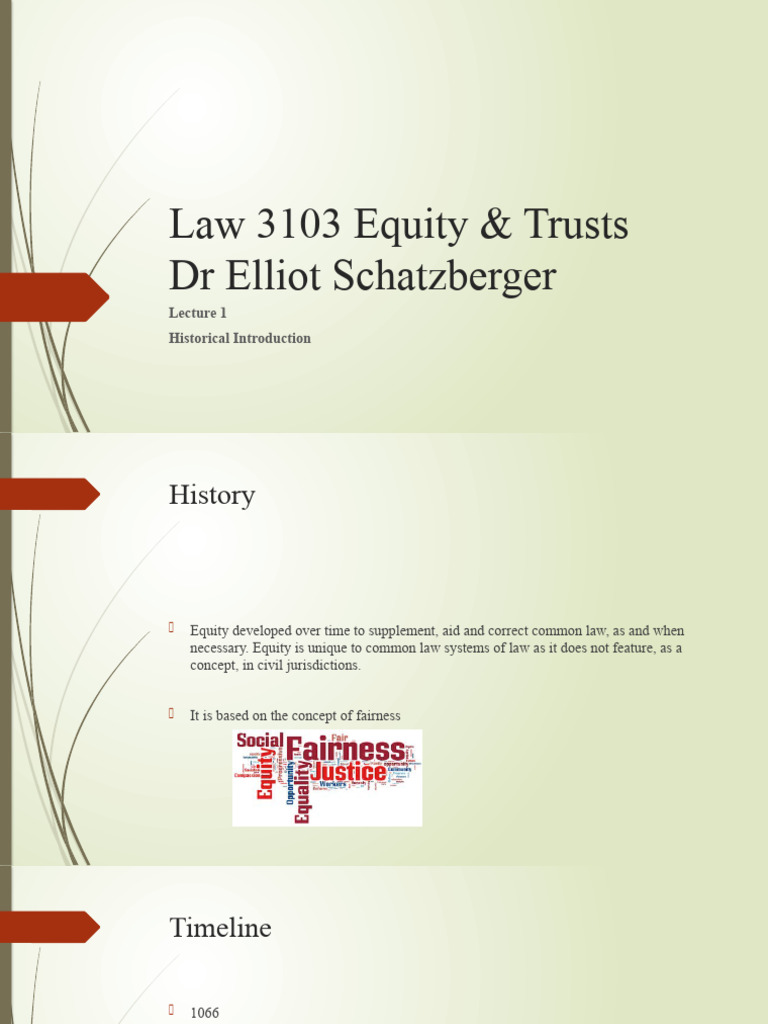 Equity Lecture 1 Pdf Equity Law Common Law