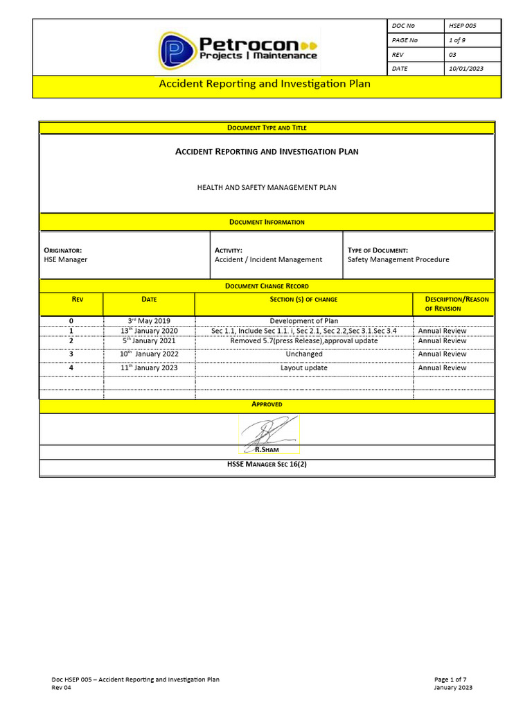HSEP 05 Incident Investigation Procedure 2023 Rev 04 | PDF | Employment ...