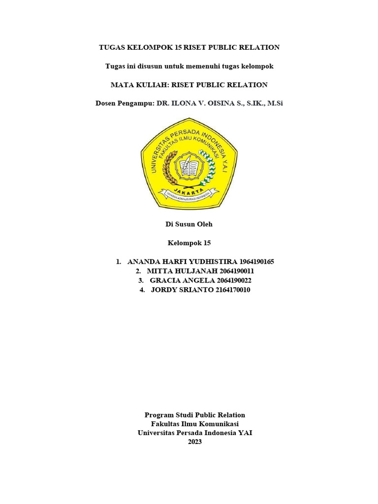 Tugas Kelompok 15 Riset Public Relation | PDF