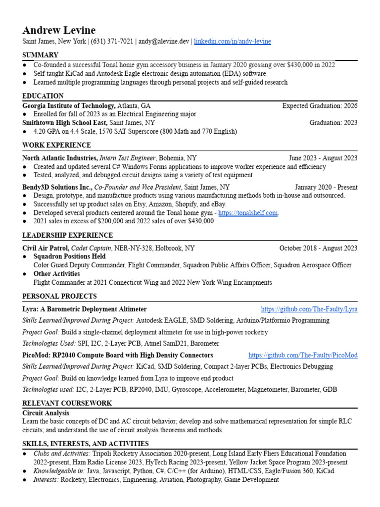 Andrew Levine: Entrepreneur & Engineer | PDF | Printed Circuit Board ...