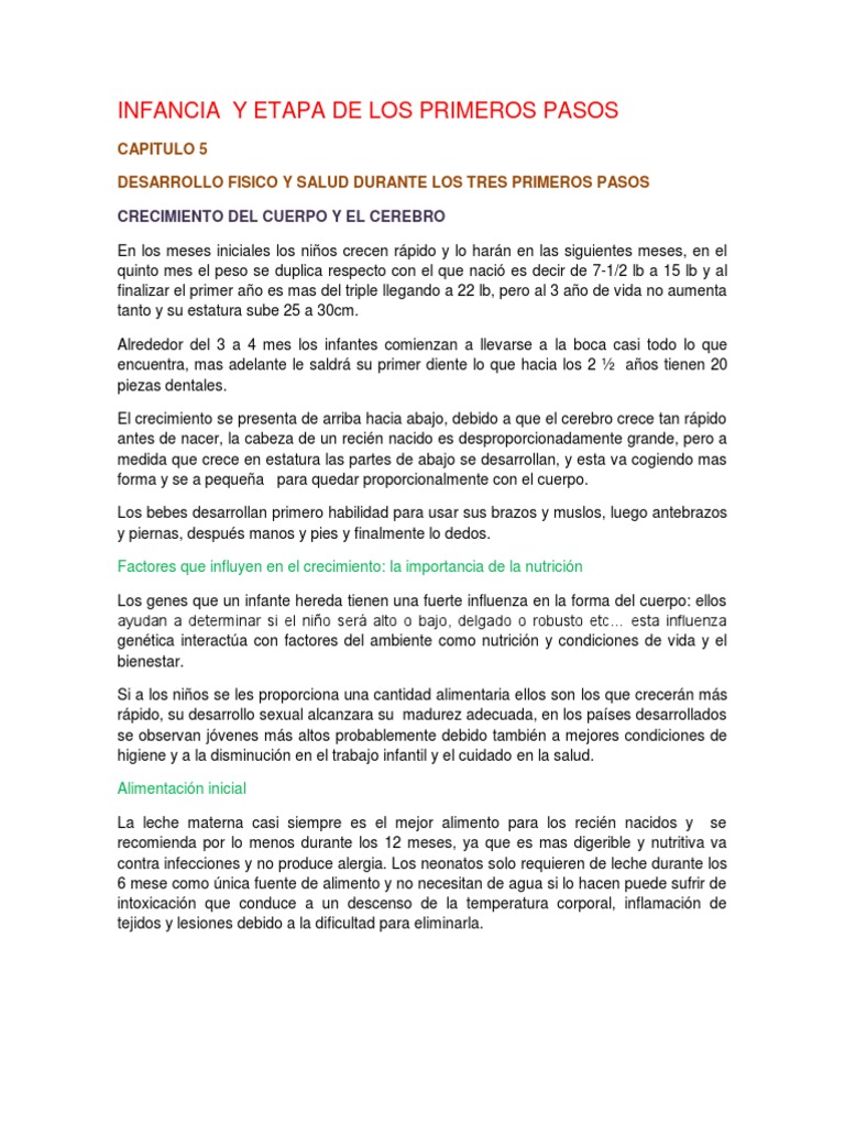 Infancia y Etapa de Los Primeros Pasos | PDF | Amamantamiento | Cerebro