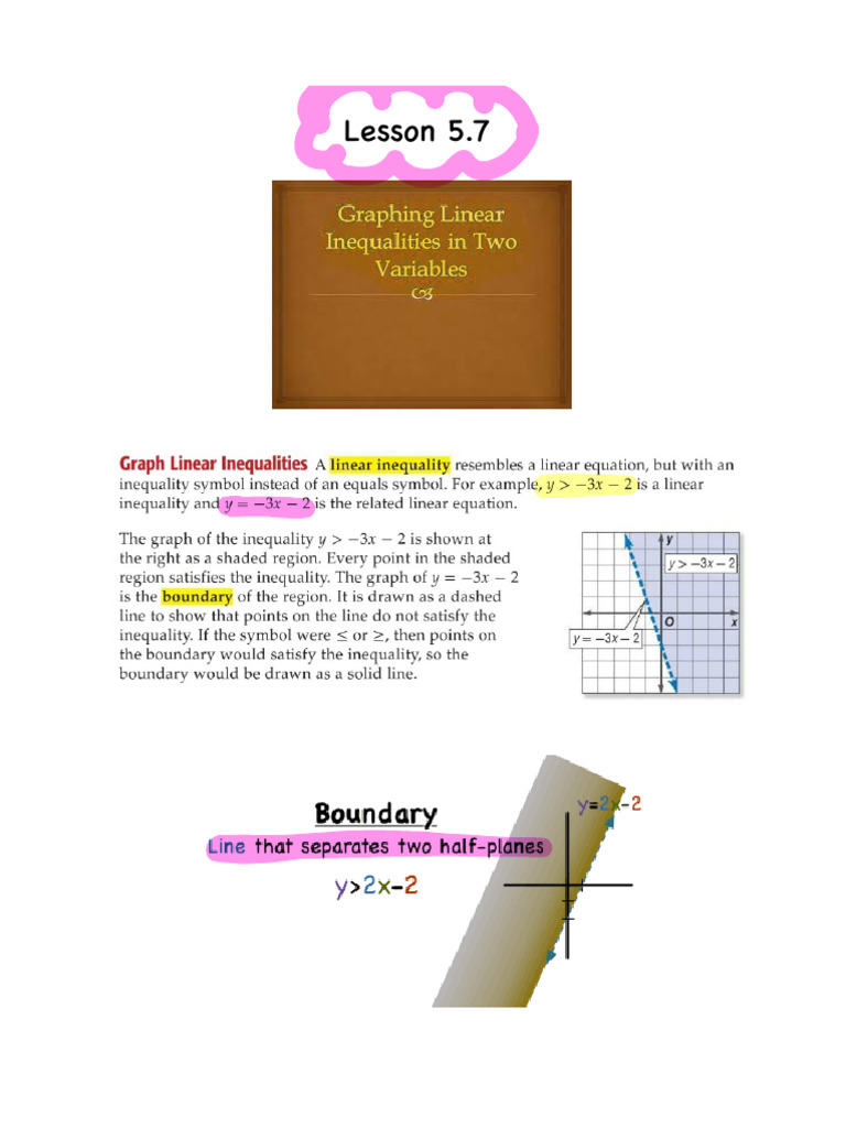 Lesson 5.7 Graph Linear Inequalities in Two Variables Note | PDF | Mathematical Objects ...