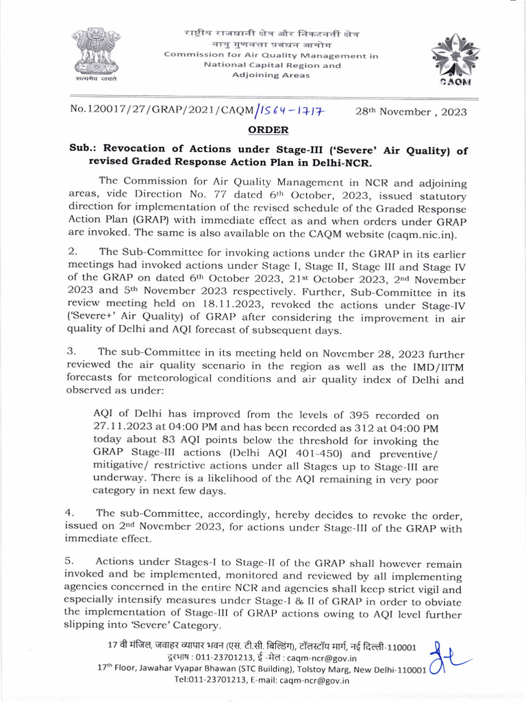 GRAP Order | PDF | Government | Government Of India