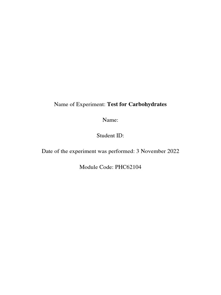 Test For Carbohydrates Practical | PDF | Sucrose | Carbohydrates