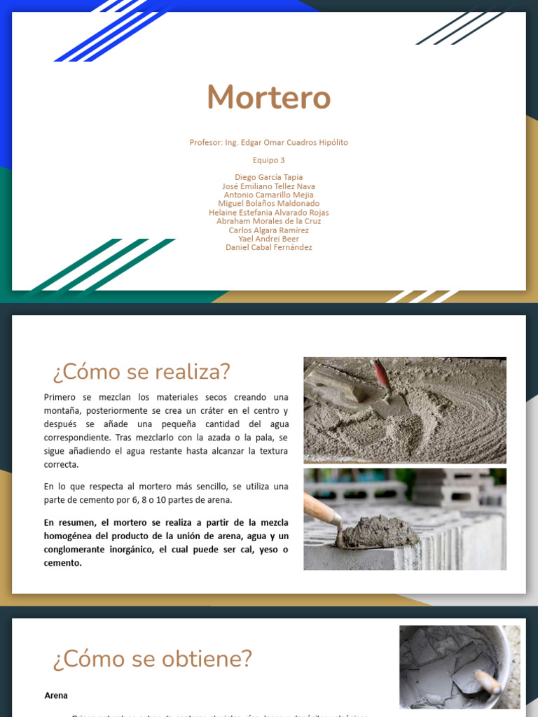 Tipos y preparación de mortero | PDF | Mortero (Albañilería) | Cemento