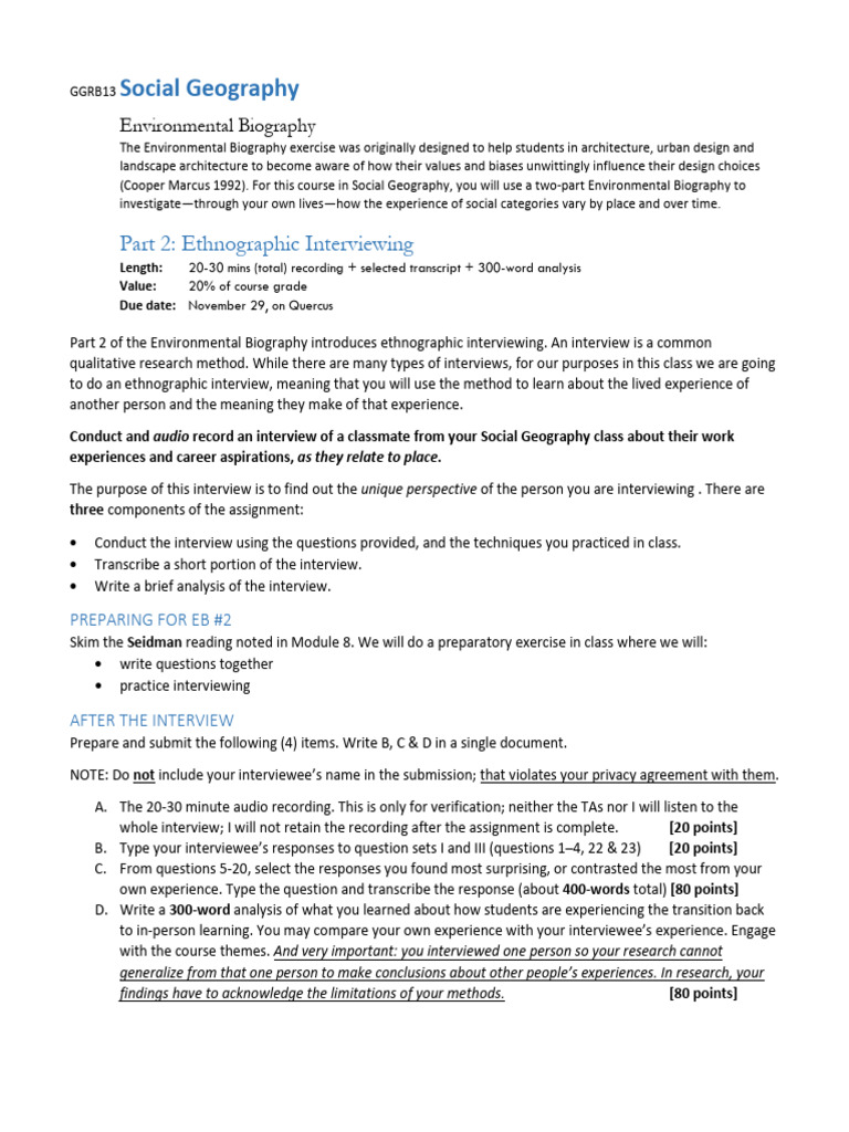 2023 GGRB13 Environmental Biography 2 FINAL | PDF | Ethnography ...