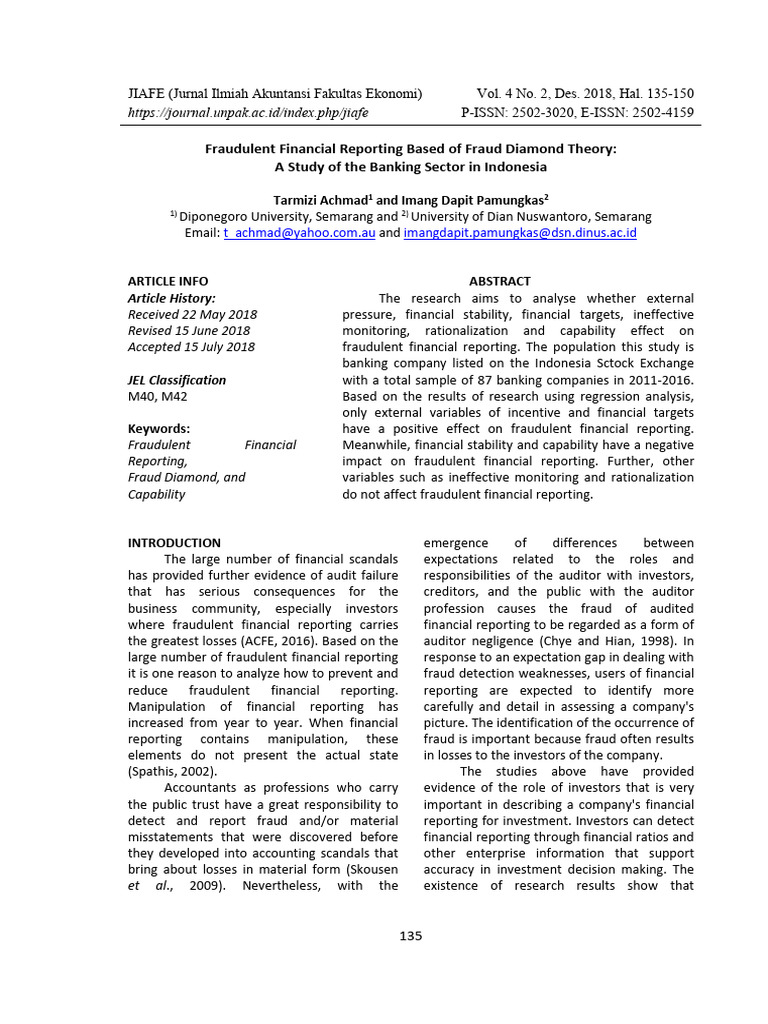 Fraudulent Financial Reporting Based of | PDF | Fraud | Audit