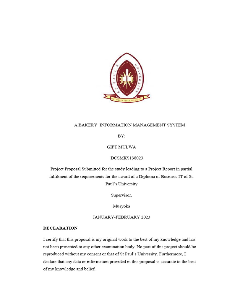 Bakery Information Management System Proposal | PDF | Information ...