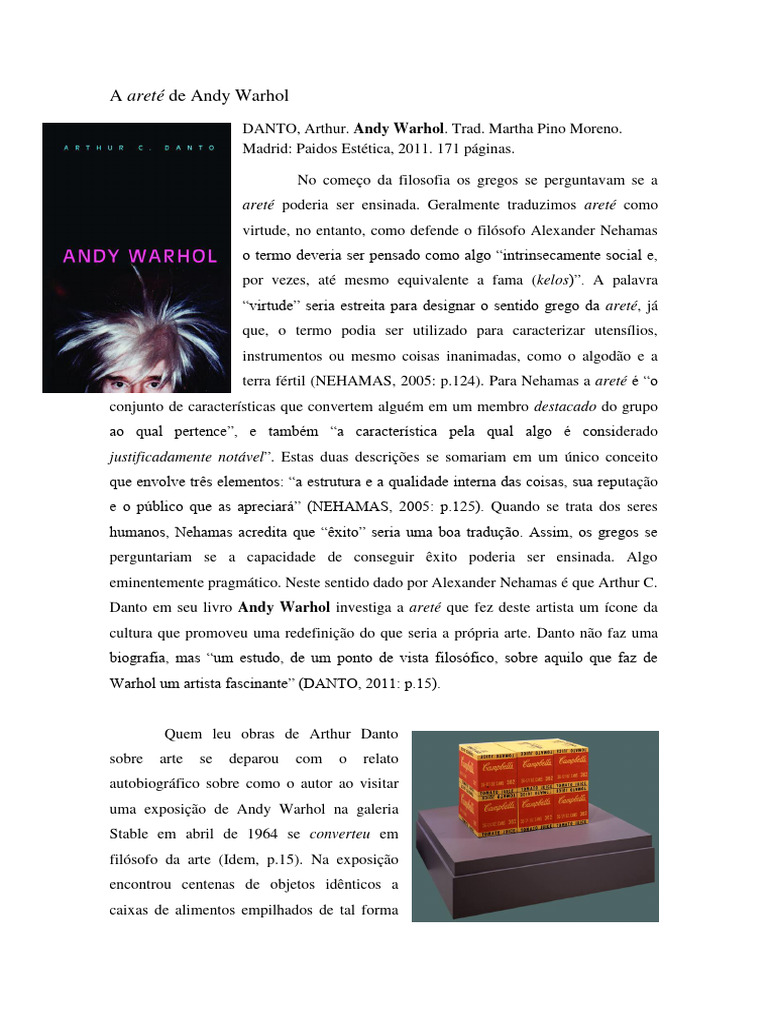 A Areté de Andy Warhol | PDF | Andy Warhol | Ontologia