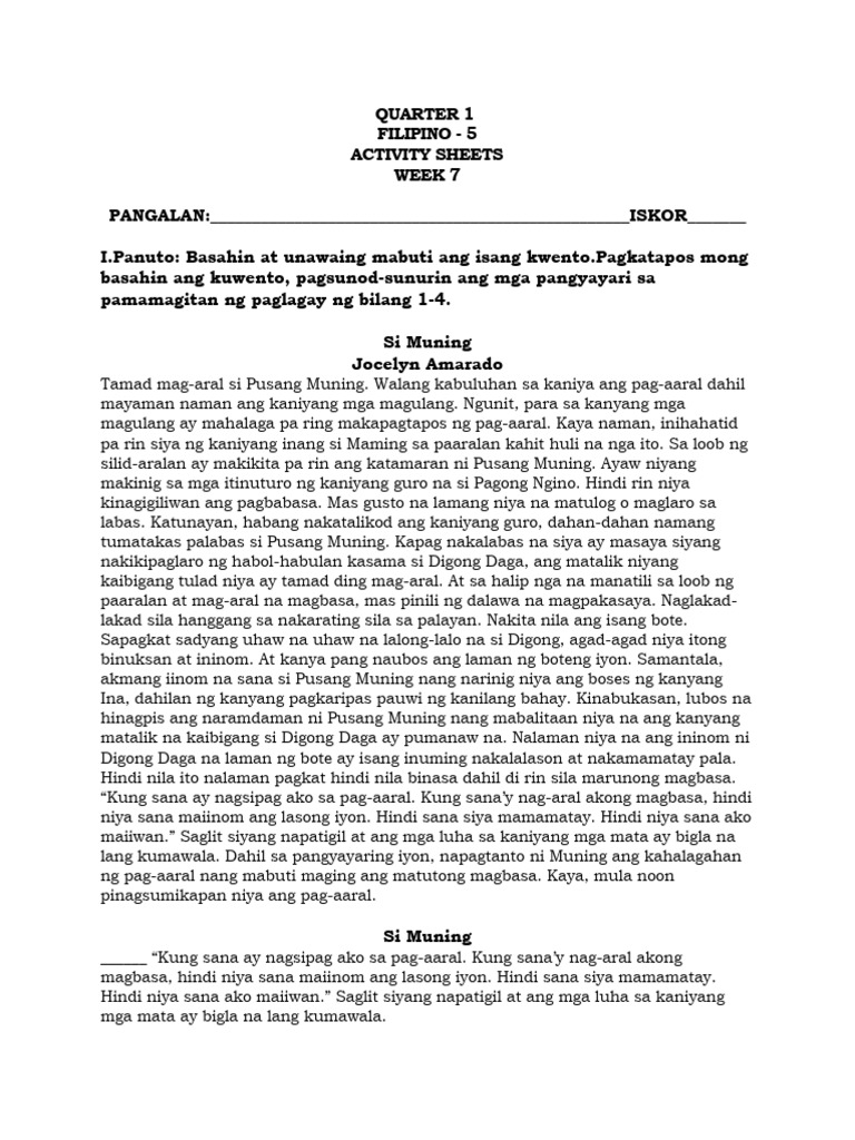 Filipino WEEK 7 | PDF