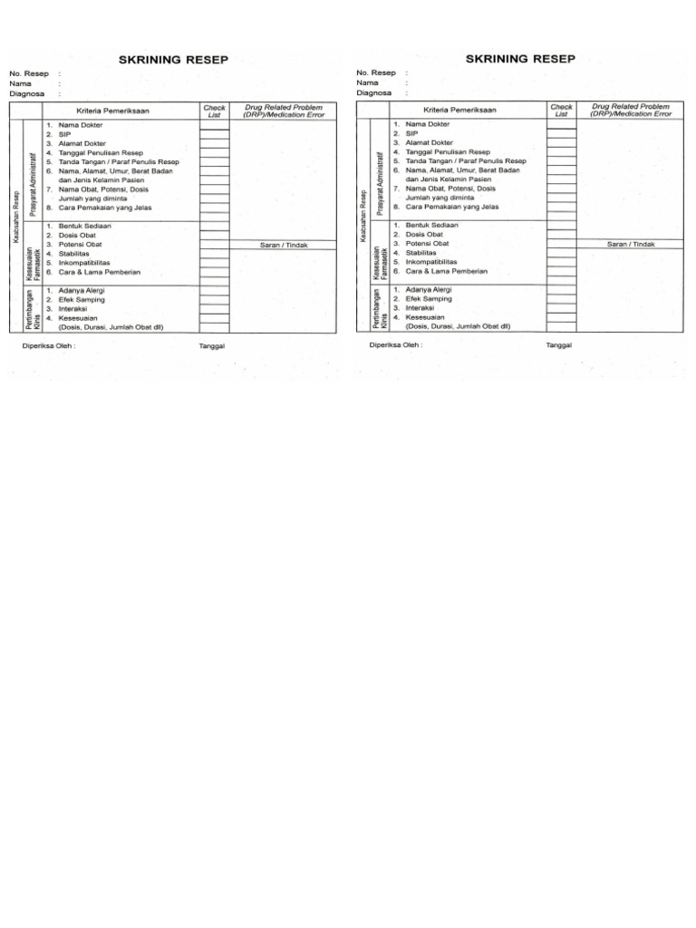 Form Pengkajian Resep | PDF