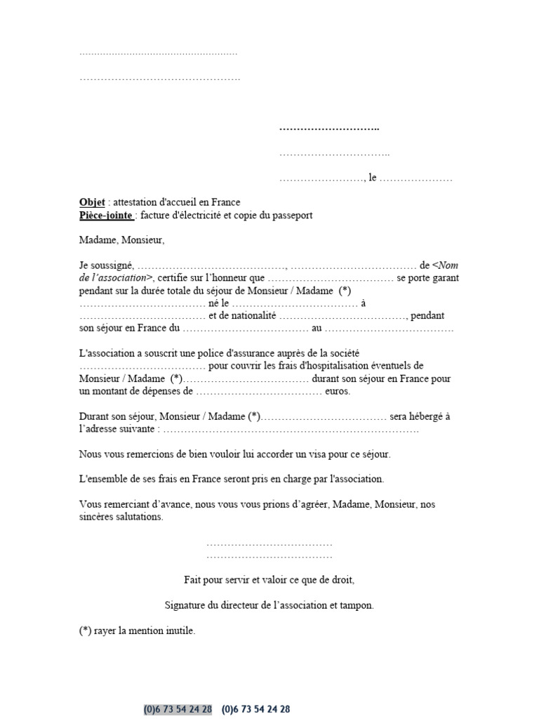 Modele Attestation Accueil Format Word | PDF | Jeux et activités