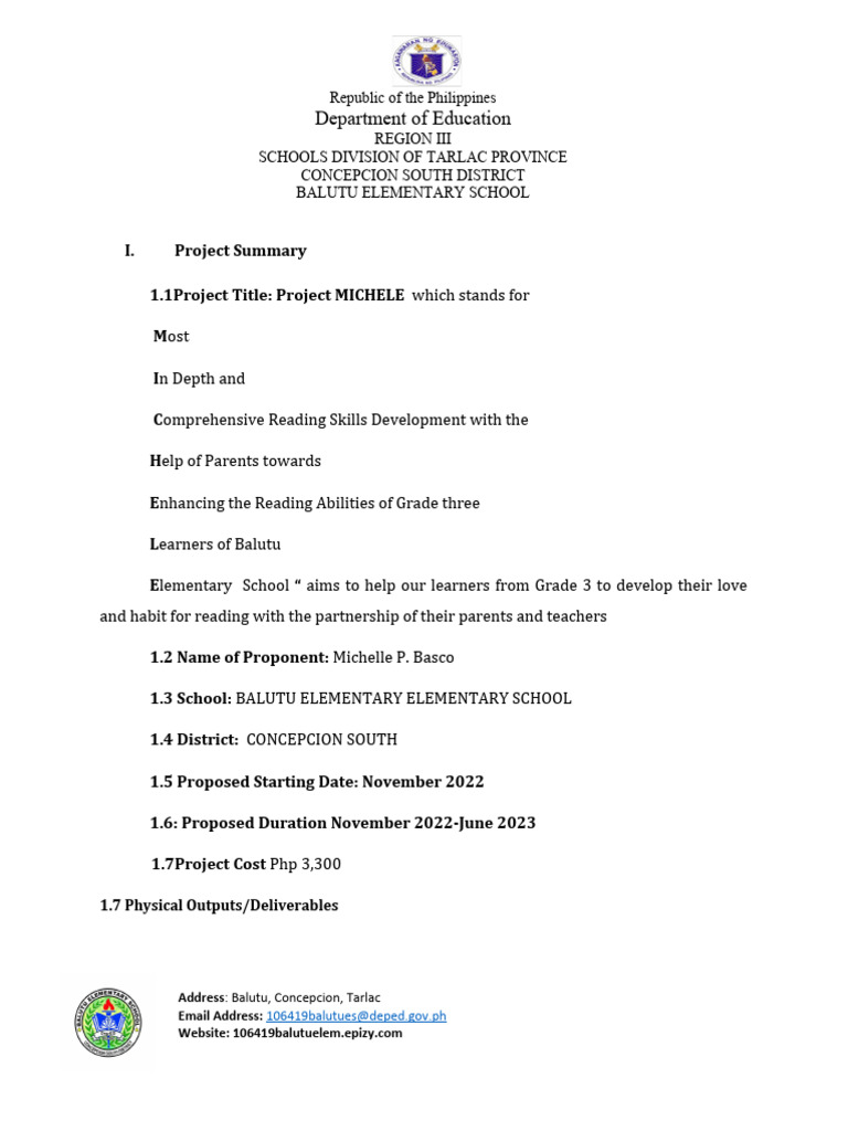 Acr Project Michelle | PDF | Reading Comprehension | Literacy