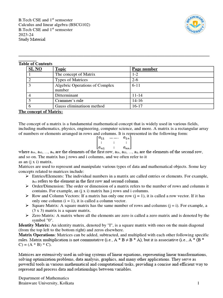 Study Materilas - Module 4 | PDF | Matrix (Mathematics) | Determinant