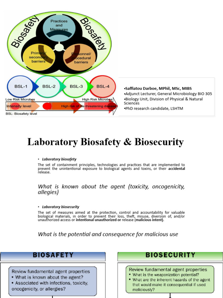 Lecture 4 Microbiology - Laboratory Biosafety and Biosecurity - SaffieD - Bio305 | PDF | Self ...
