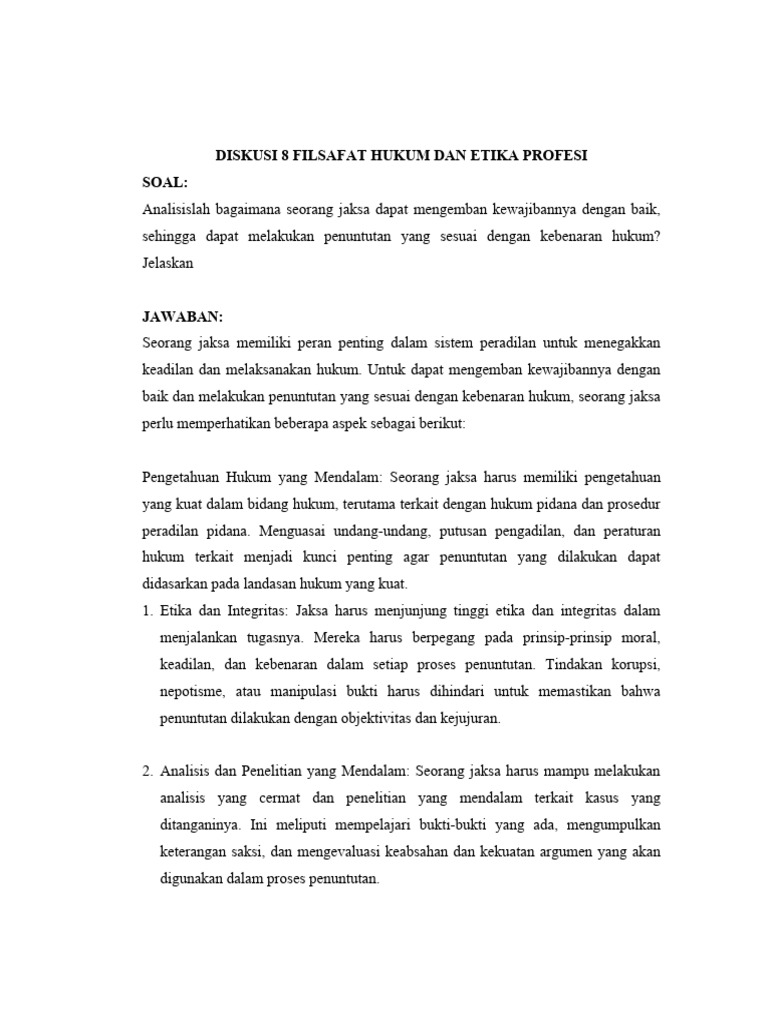 Diskusi 8 Filsafat Hukum Dan Etika Profesi | PDF