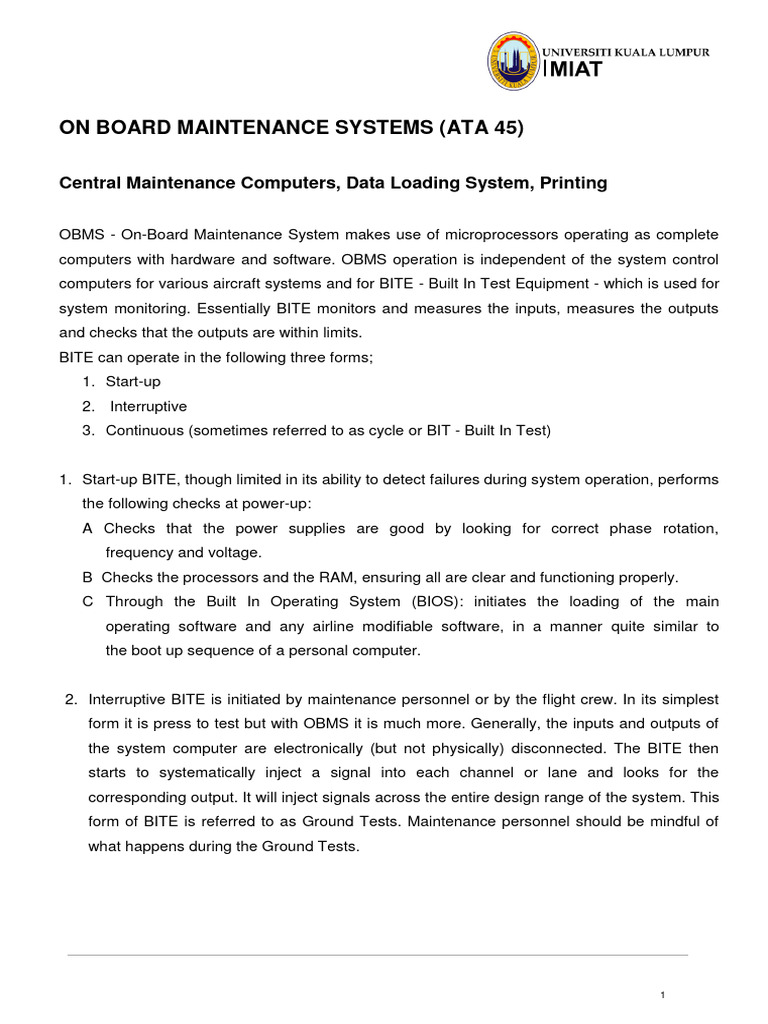 On-Board Maintenance Systems Overview | PDF | Booting | Information