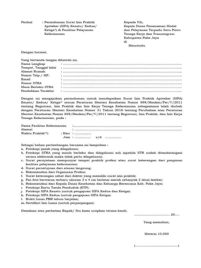 8 Permohonan Surat Izin Praktik Apoteker (SIPA) | PDF