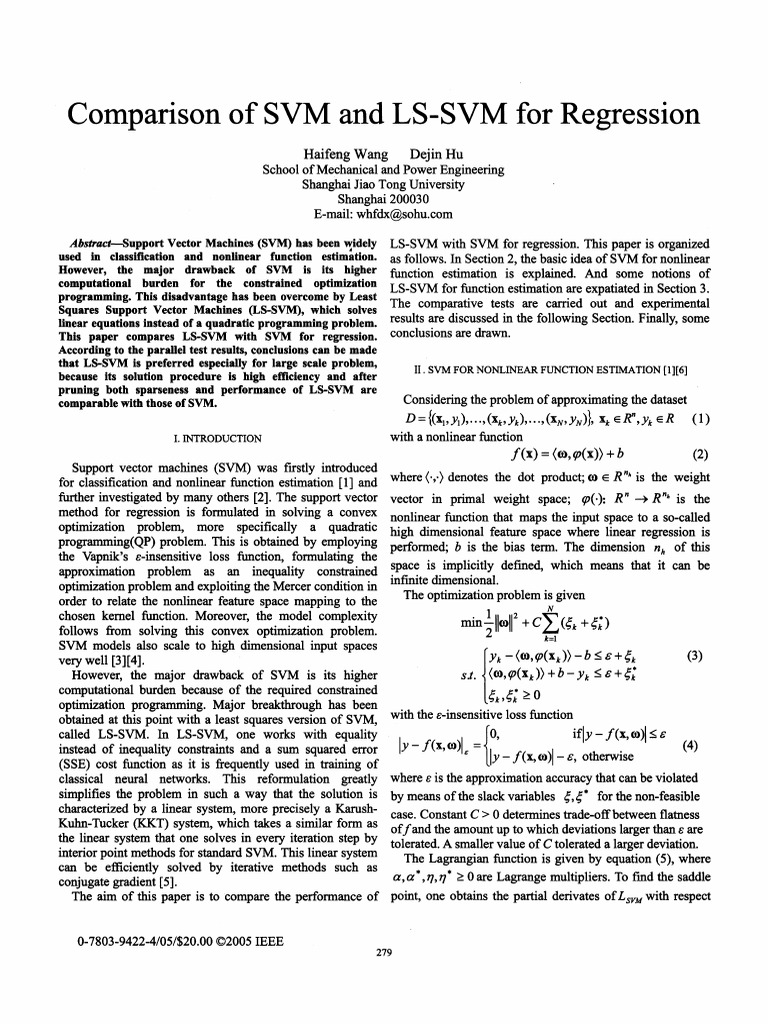 Comparison of SVM and LS SVM For Regress | PDF | Support Vector Machine ...