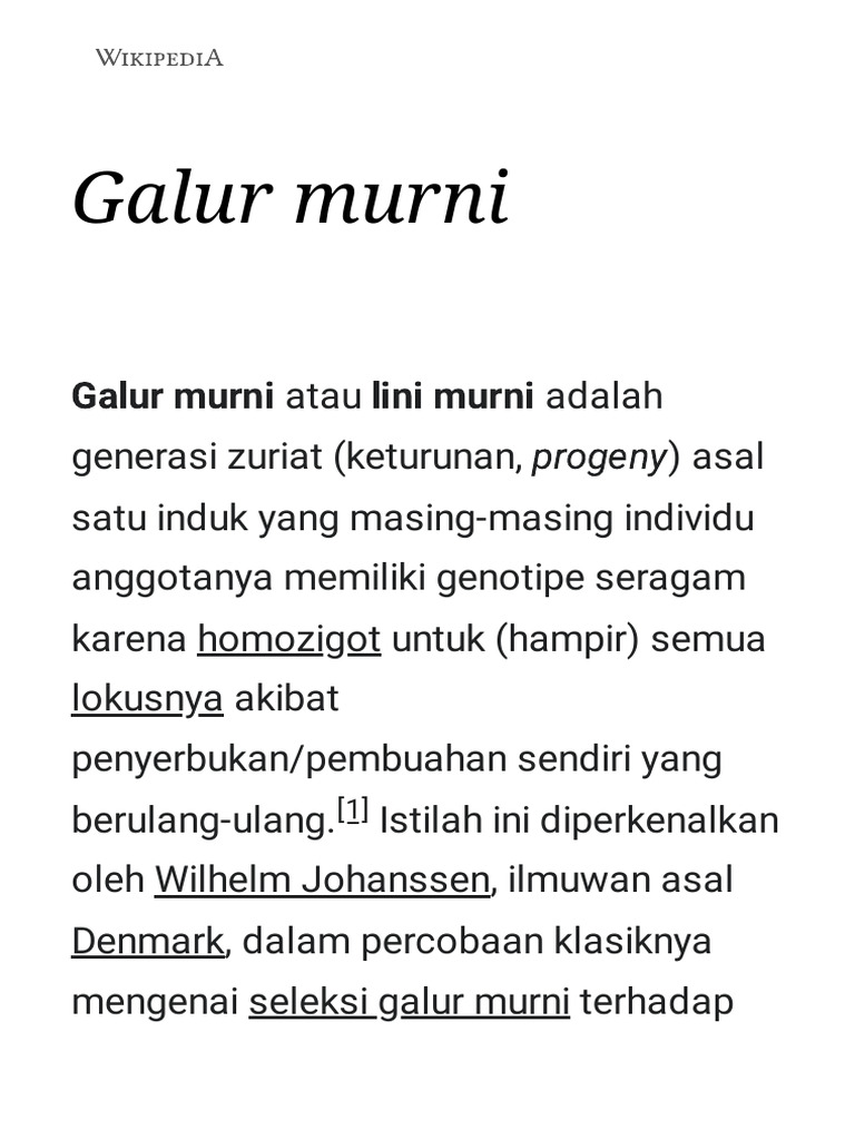 Pengertian dan Karakteristik Galur Murni | PDF