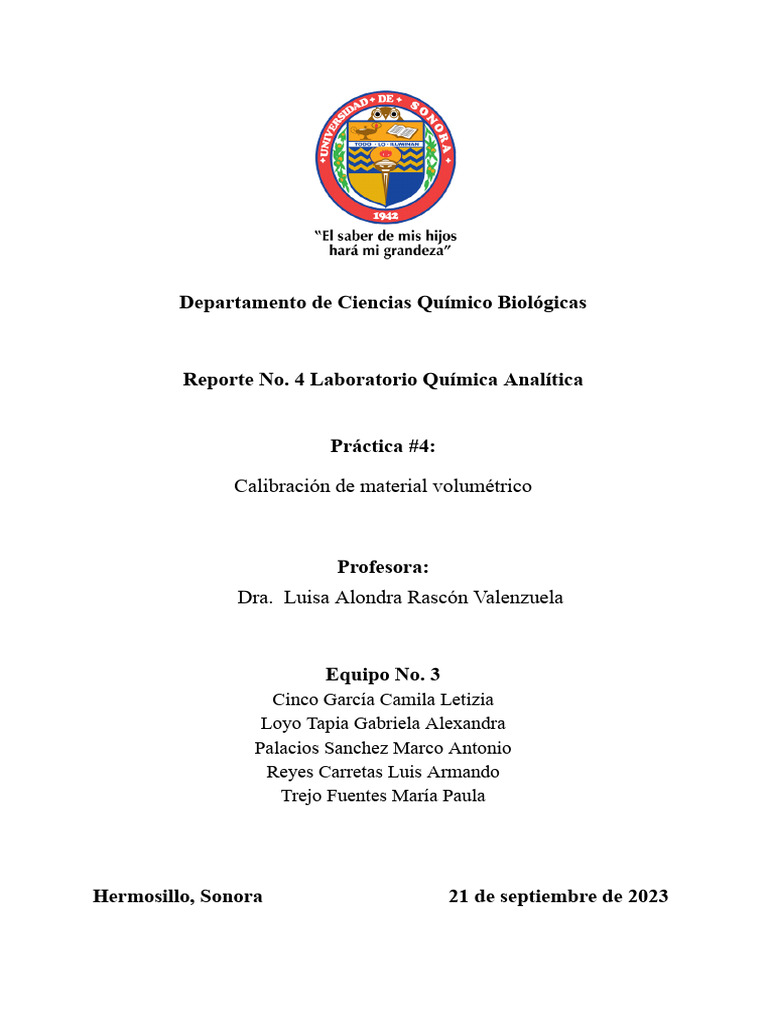 Reporte 4 QA | PDF | Medición | Calibración