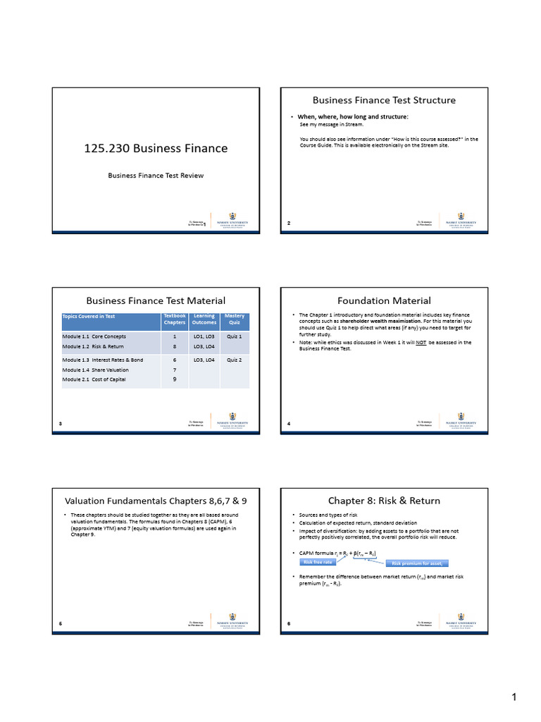 2 1c Business Finance Test Review Class 2020 With Answers Pdf Bonds Finance Valuation