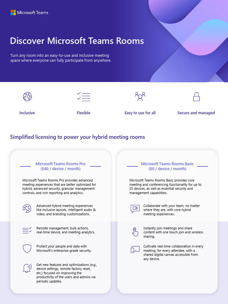 FY23 Teams Rooms Licensing Data Sheet | PDF | Cloud Computing | Microsoft